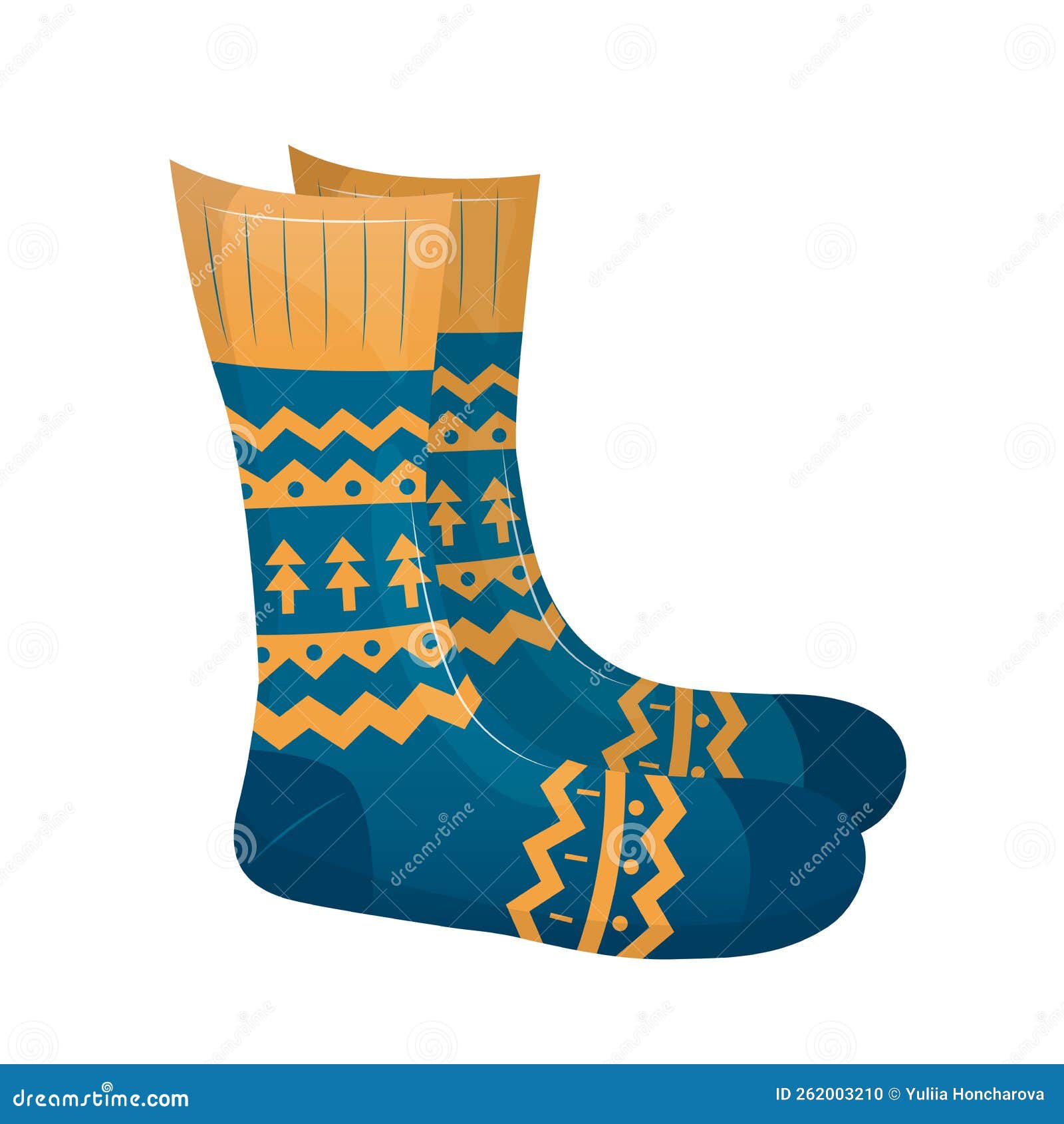 Warm Knitted Socks in Scandinavian Style. Stock Vector - Illustration ...