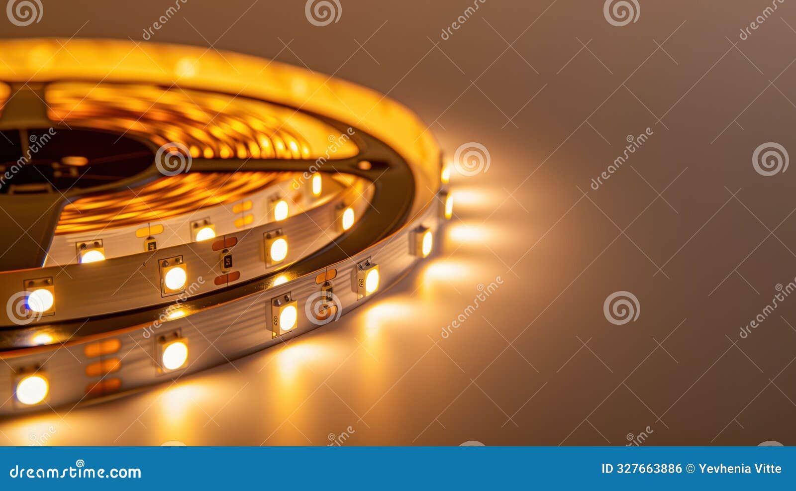 Warm LED Strip Light Roll on a Surface. Generative Ai Stock ...