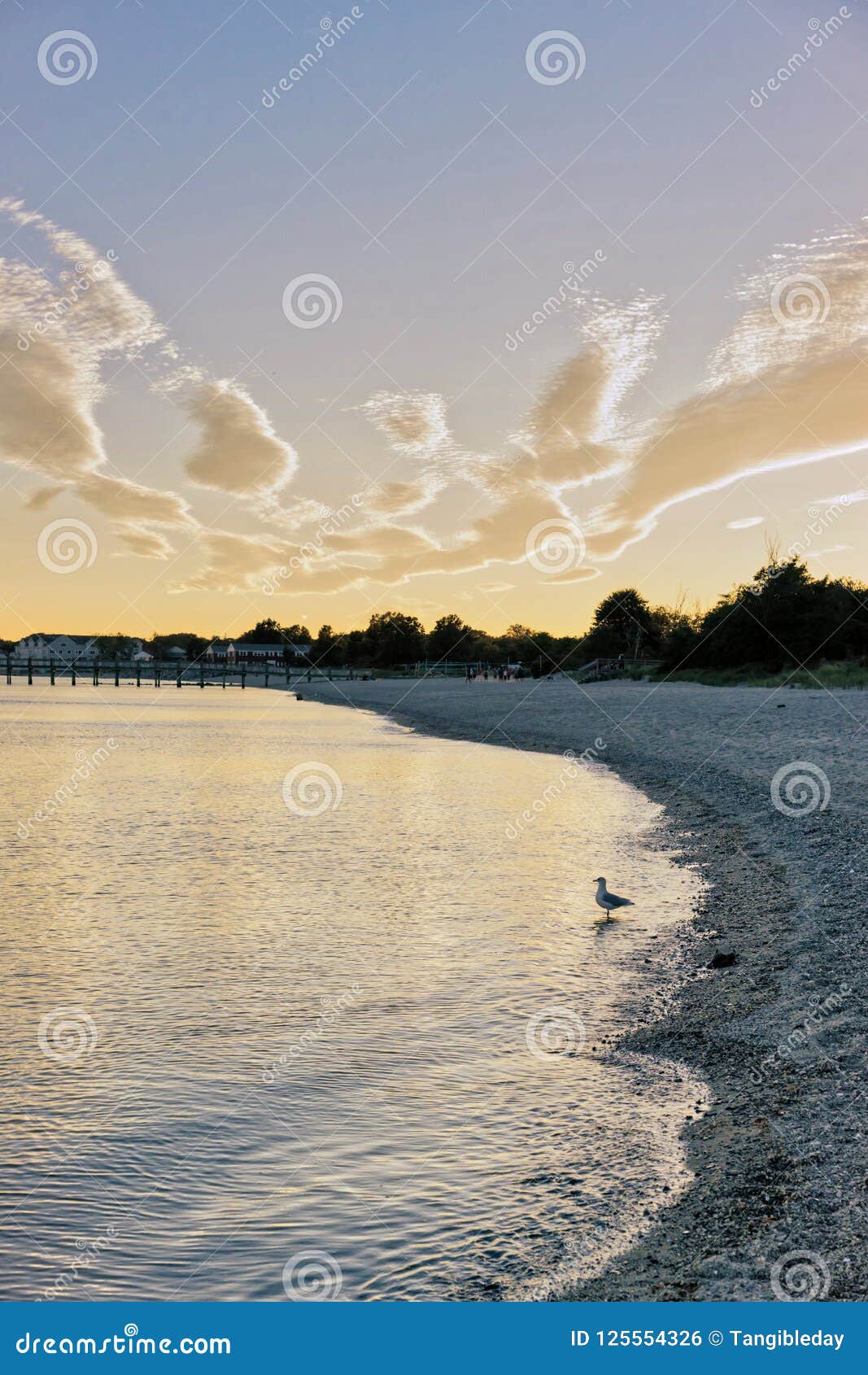 Warm Light Beach Scene with Perspective Clouds Stock Photo - Image of ...