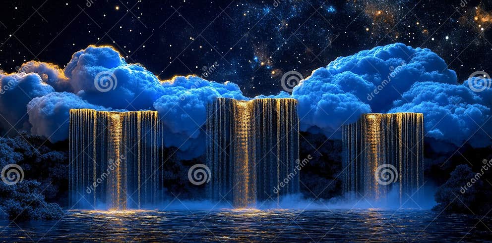 Warm Light Illuminates Dramatic Blue Clouds at Night, Forming a ...