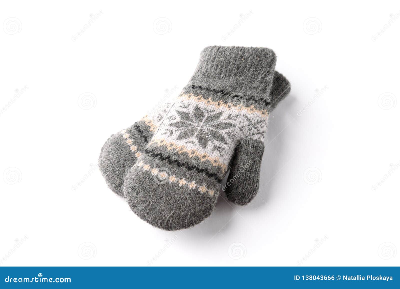 Warm Mittens Isolated on White Background. Stock Photo - Image of ...