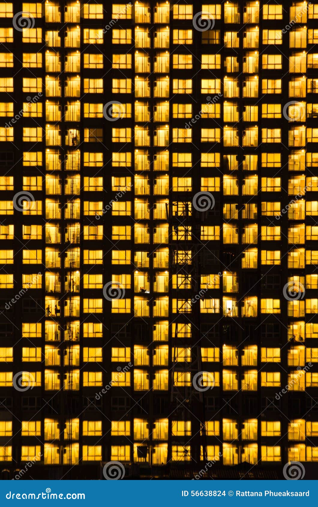 Warm Night Light Building Pattern Stock Photo - Image of balcony ...