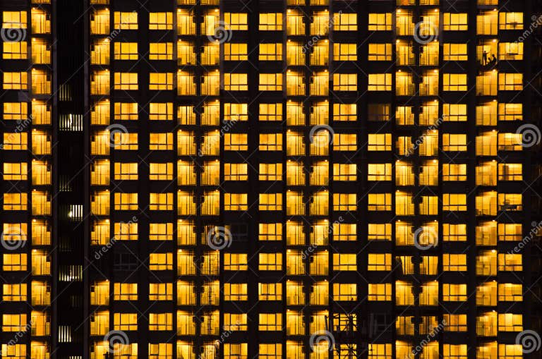 Warm Night Light Building Pattern Stock Image - Image of window, yellow ...