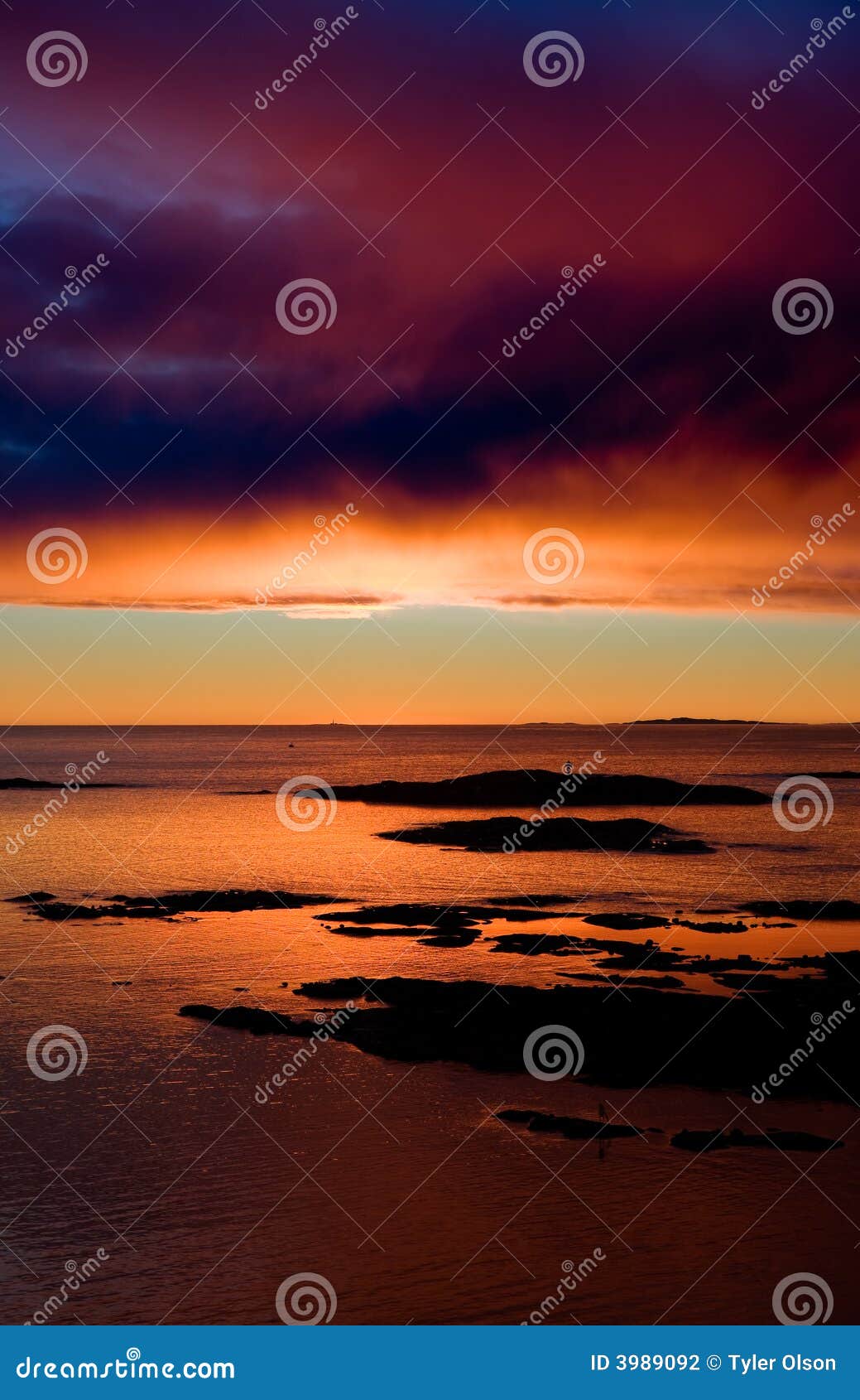 Warm Ocean Sunset stock photo. Image of rock, oceanscape - 3989092