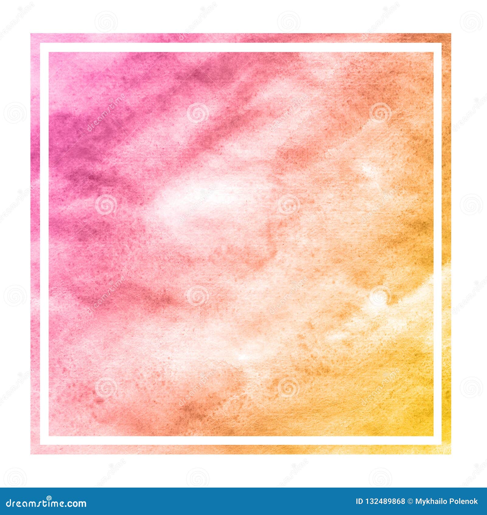 Warm Orange Hand Drawn Watercolor Rectangular Frame Background Texture ...