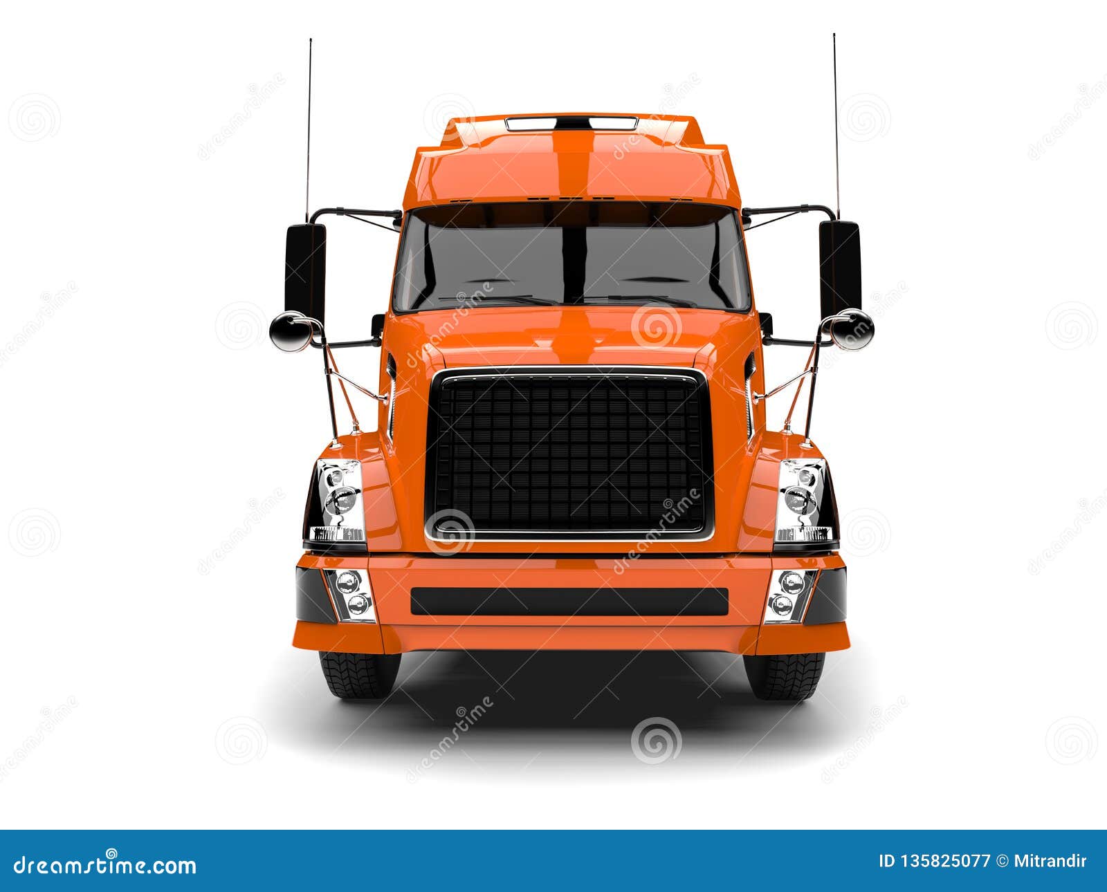 Warm Orange Modern Semi Trailer Truck - Front View Stock Illustration ...