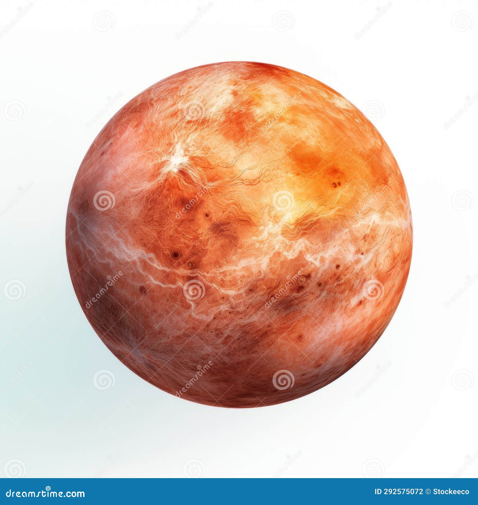 Warm Orange Rendering of Venus on White Background Stock Illustration ...