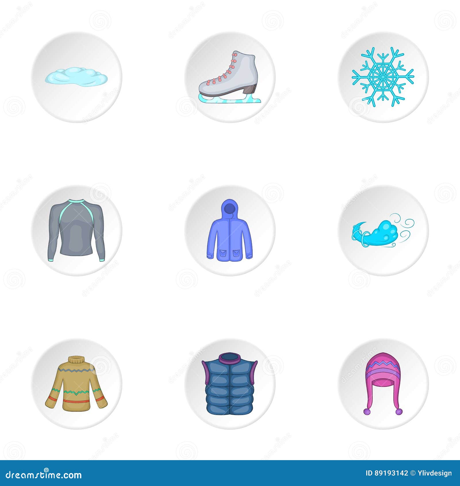 Warm Outfits Icons Set, Cartoon Style Stock Vector - Illustration of ...