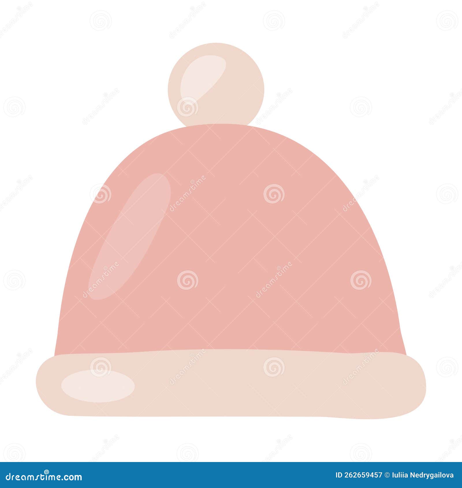 Warm Pink Winter Hat with Pompom, Flat Vector Stock Vector ...