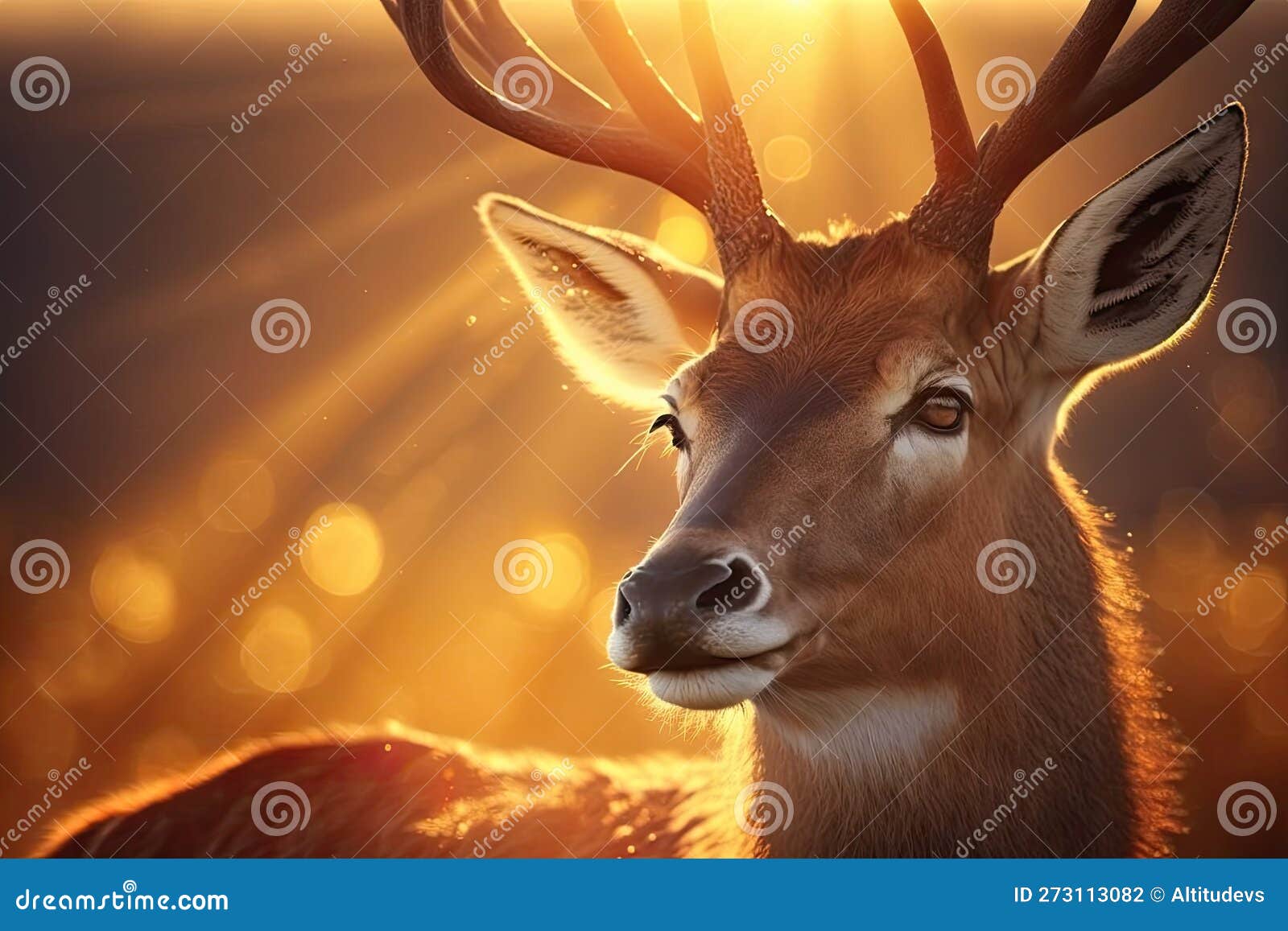 Warm Rays of the Sun Shine on Deer S Face Stock Photo - Image of ...