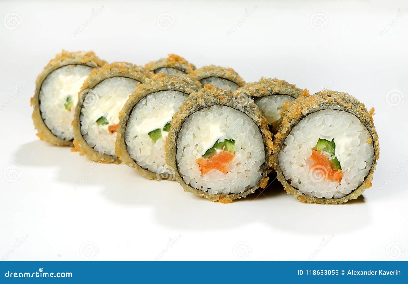 Warm Rolls Philadelphia Cheese, Cucumber, Salmon Stock Image - Image of ...