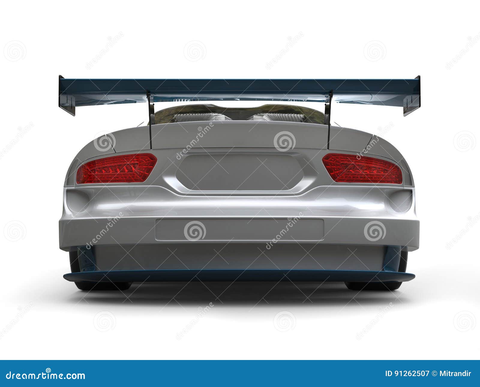 Warm Silver Racing Car - Back View Stock Illustration - Illustration of ...