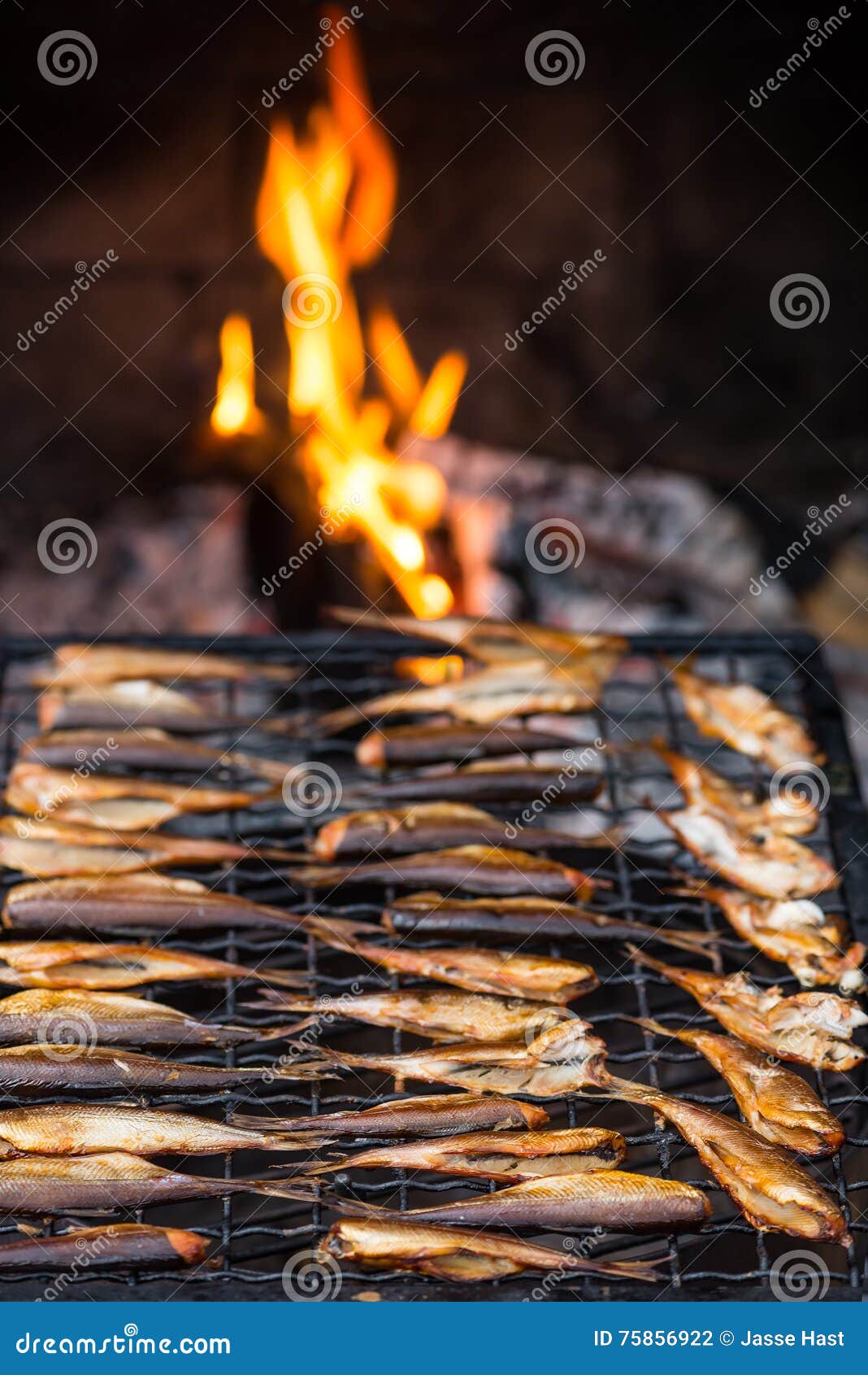 Warm smoked fish stock photo. Image of delicious, grilling - 75856922