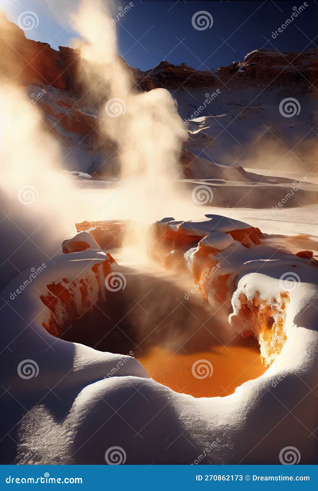 Warm Springs among the Snow and Ice. AI Generated Stock Illustration ...