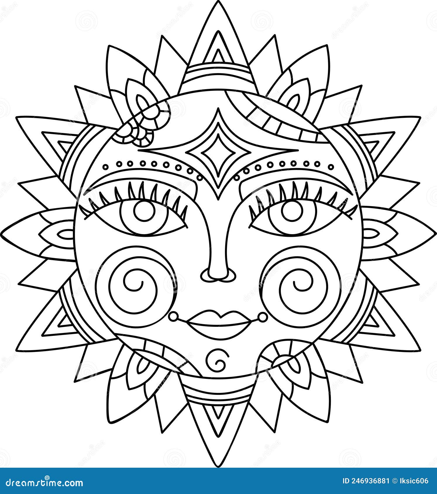Summer sun coloring page stock vector. Illustration of heraldic - 246936881
