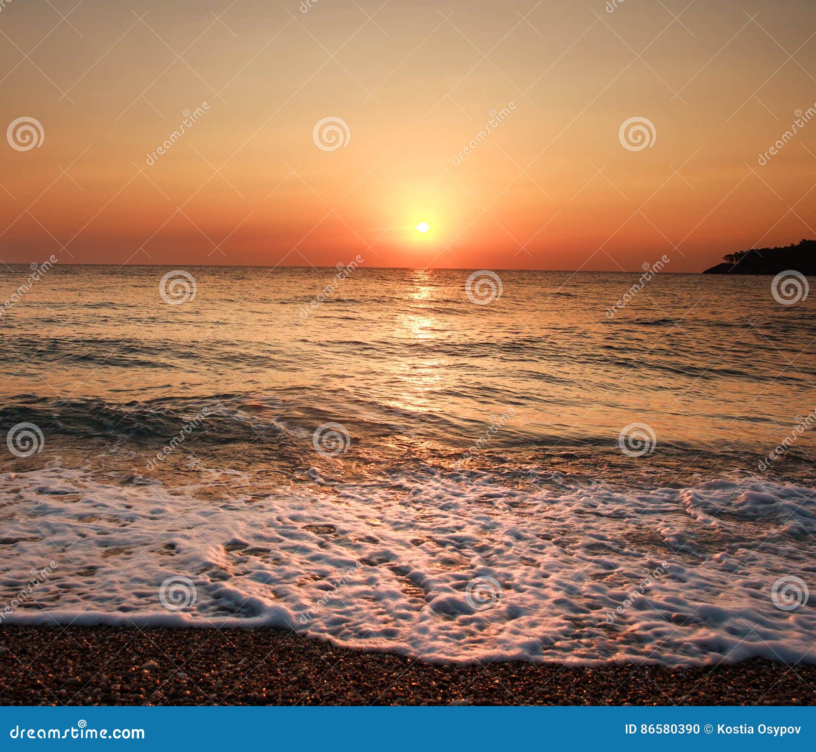 Warm Summer Sunset on Sea Shore Stock Photo - Image of scene, shore ...