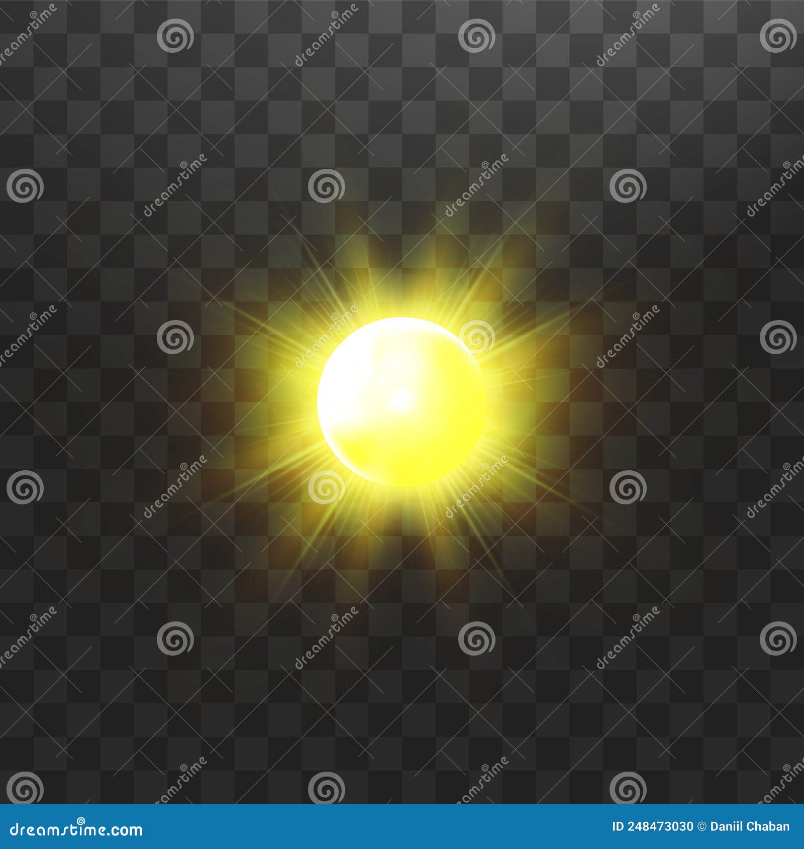 Warm Sun on a Transparent Background. Summer. Glare. Solar Rays. Stock ...