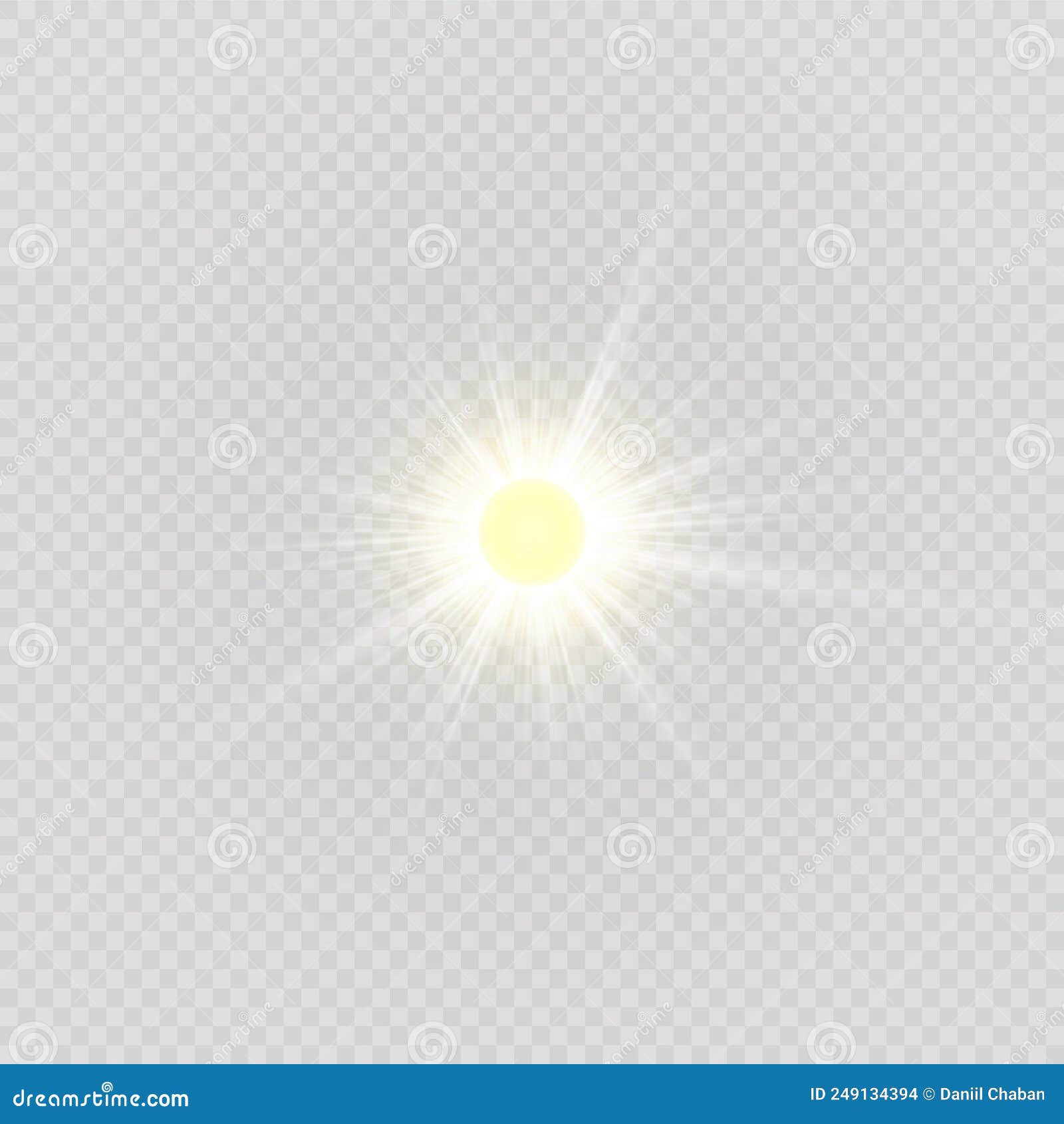 Warm Sun on a Transparent Background. Summer. Glare. Solar Rays. Stock ...