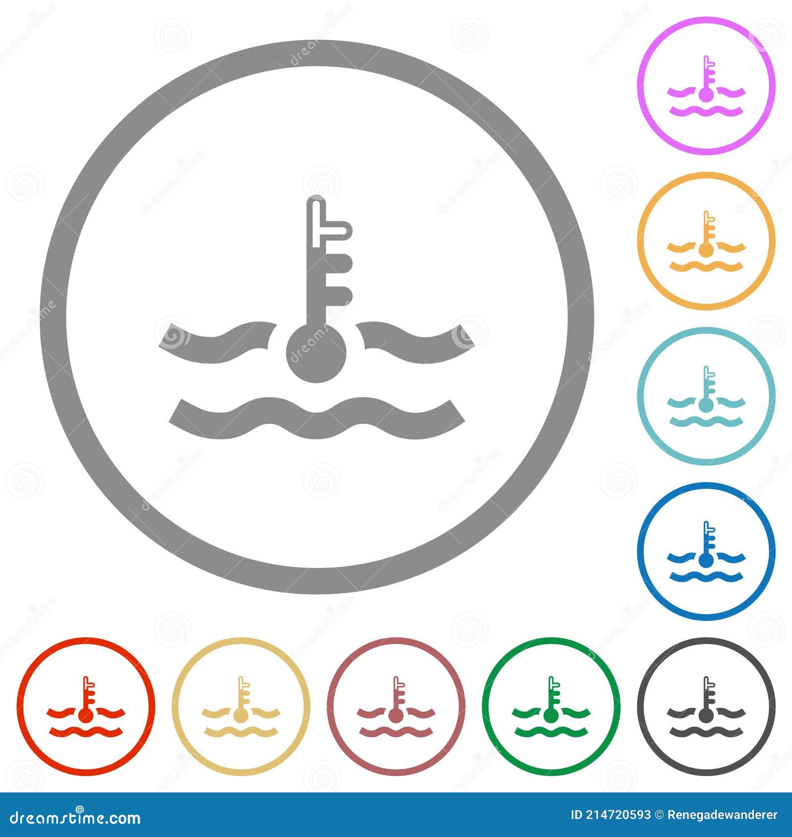 Warm Temperature Engine Coolant Flat Icons with Outlines Stock Vector ...