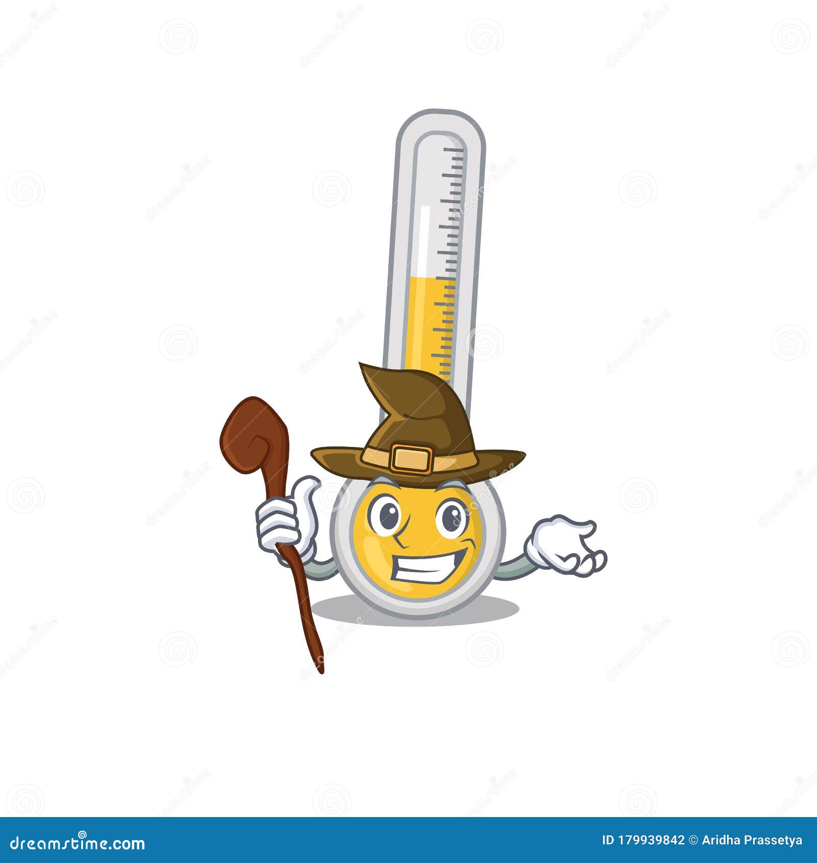 Warm Thermometer Sneaky and Tricky Witch Cartoon Character Stock Vector ...