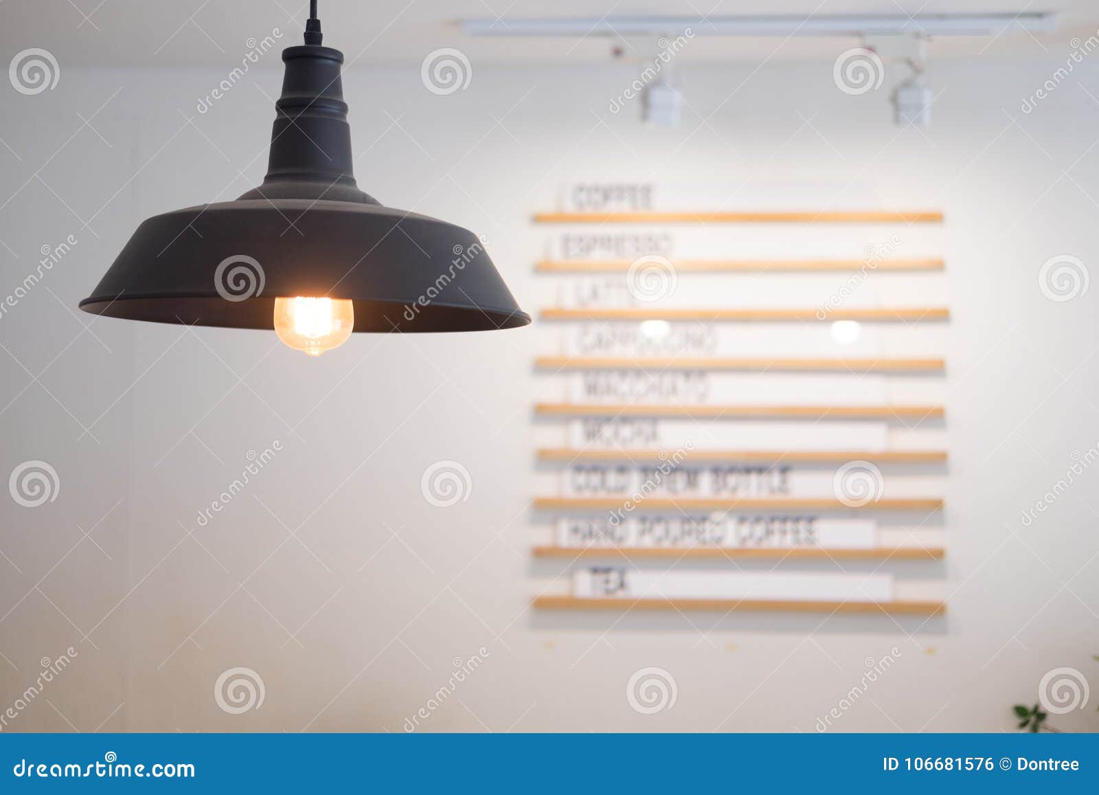 Bulb Lamp Interior in Coffee Shop Stock Photo - Image of chandelier ...