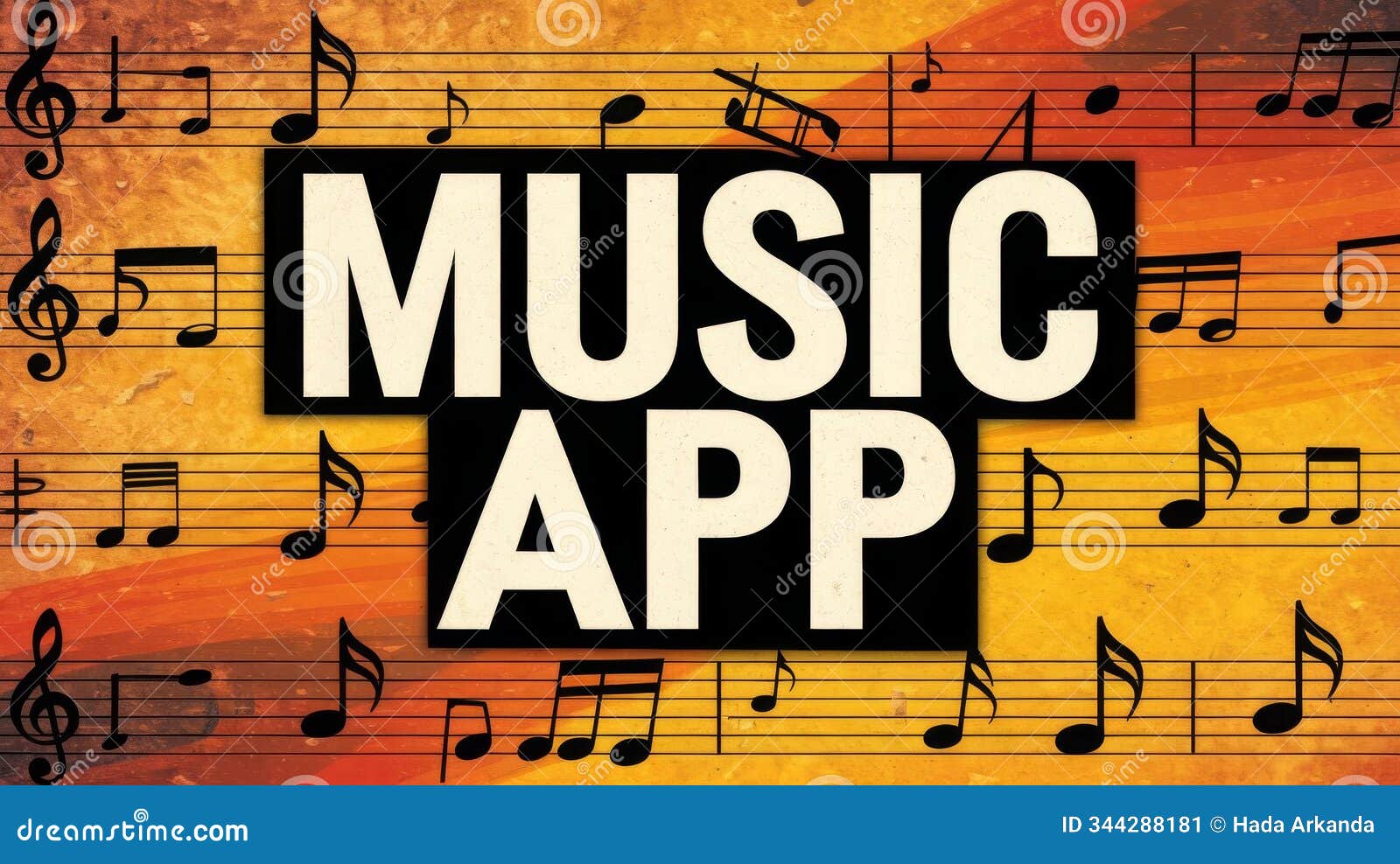 Warm-toned Banner with Music Notes, Perfect for a Music App Background ...