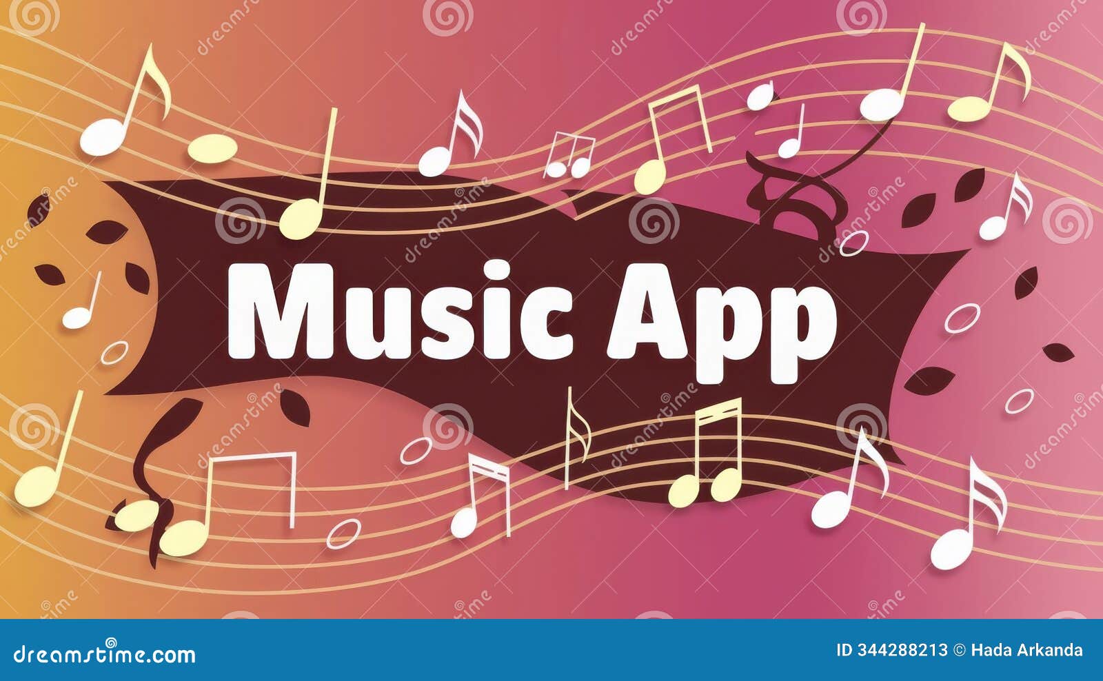 Warm-toned Banner with Music Notes, Perfect for a Music App Background ...
