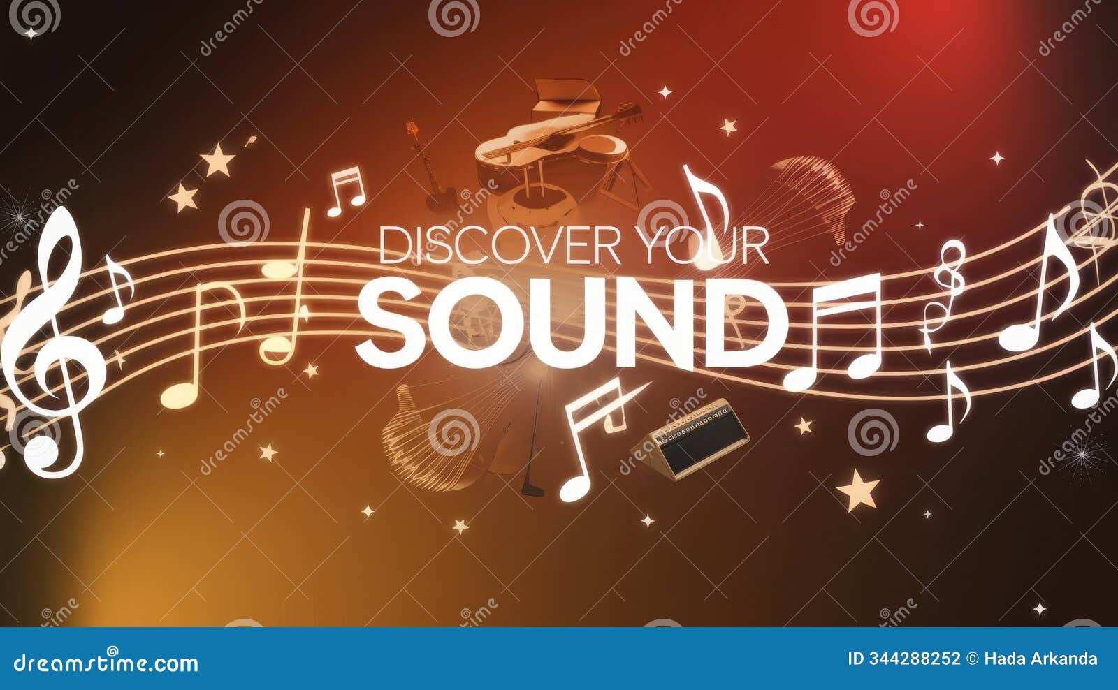 Warm-toned Banner with Music Notes, Perfect for a Music App Background ...