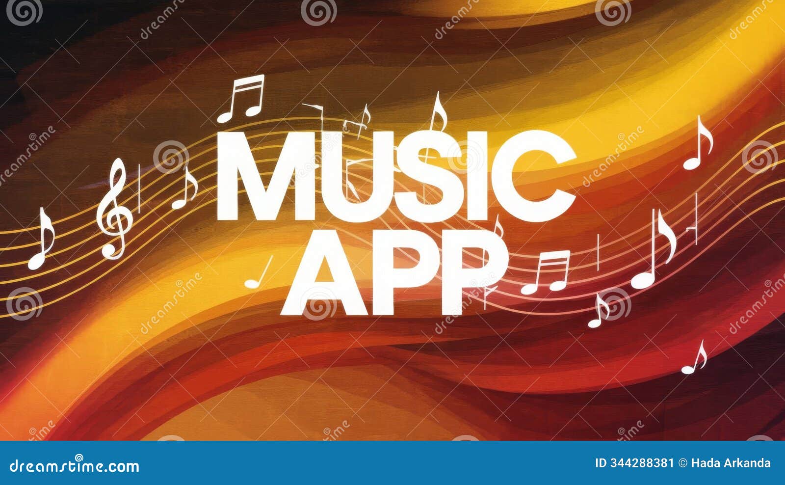 Warm-toned Banner with Music Notes, Perfect for a Music App Background ...