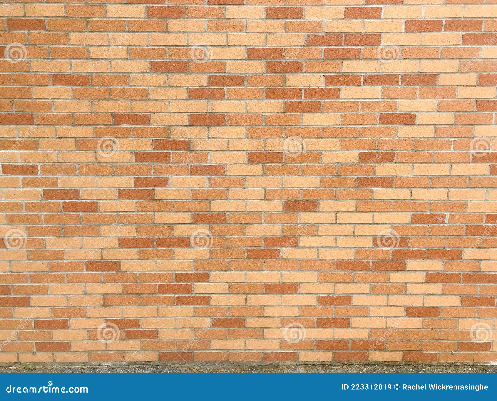 Warm-toned Brick Wall with Light Gray Mortar Stock Image - Image of ...