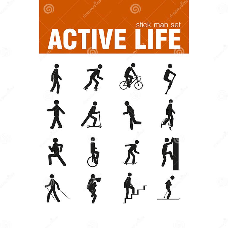 Warm-up Exercise Stick Man Set Stock Vector - Illustration of raised ...