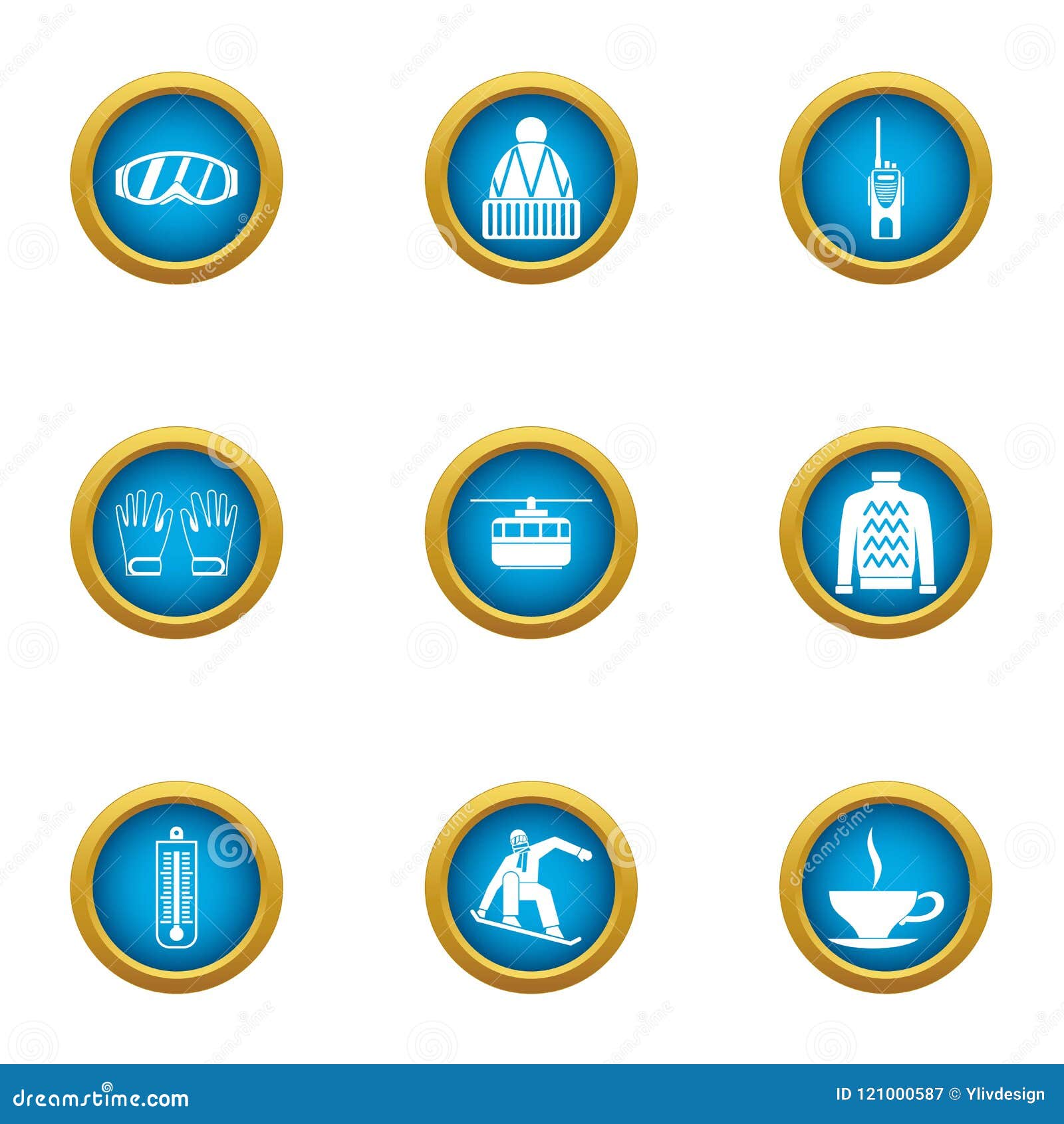 Warm Up Icons Set, Flat Style Stock Vector - Illustration of season ...