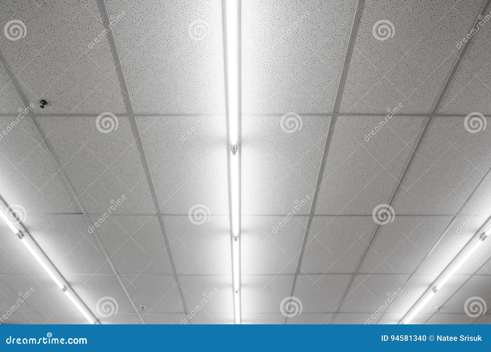 Warm White Fluorescent or Neon Light on Ceiling Stock Photo - Image of ...