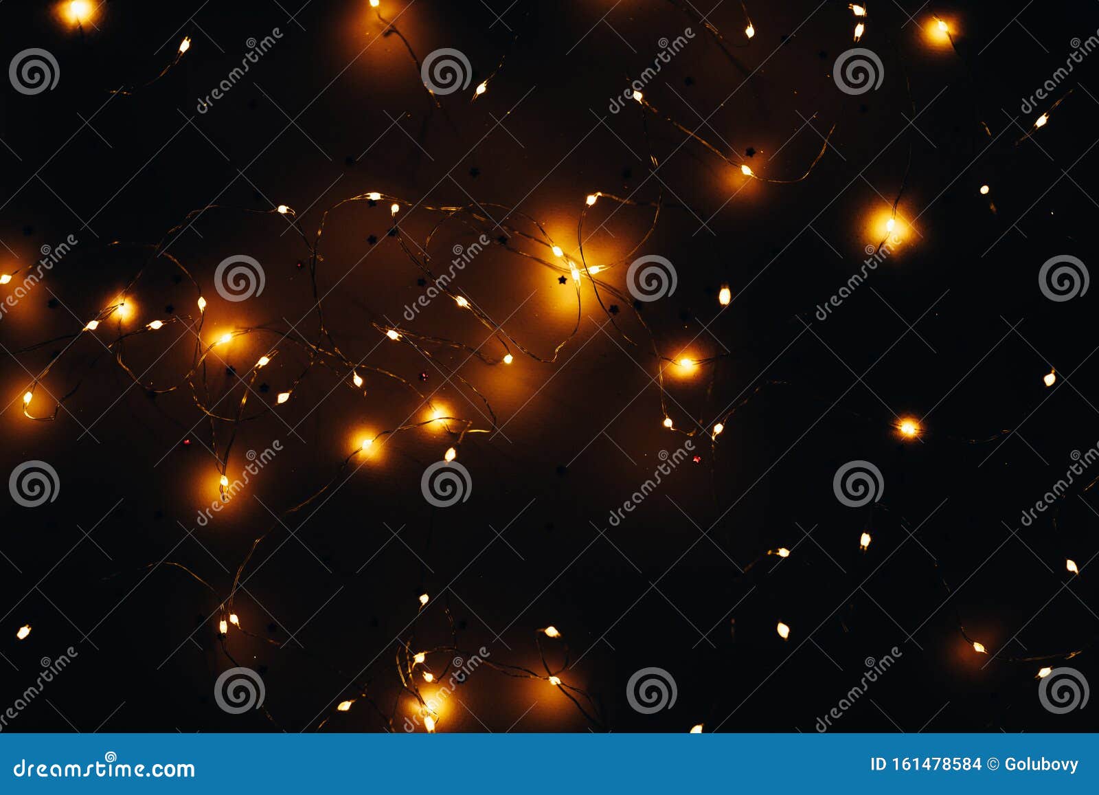 Warm White Led String Lights Black Background Stock Photo - Image of ...
