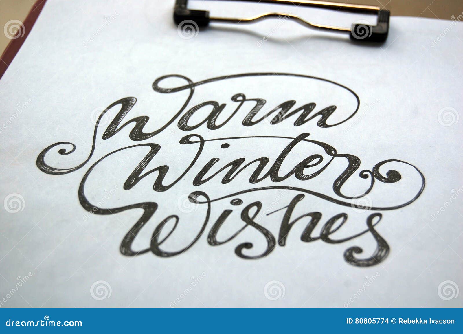 Warm Winter Wishes Calligraphic Background Stock Photo - Image of ...