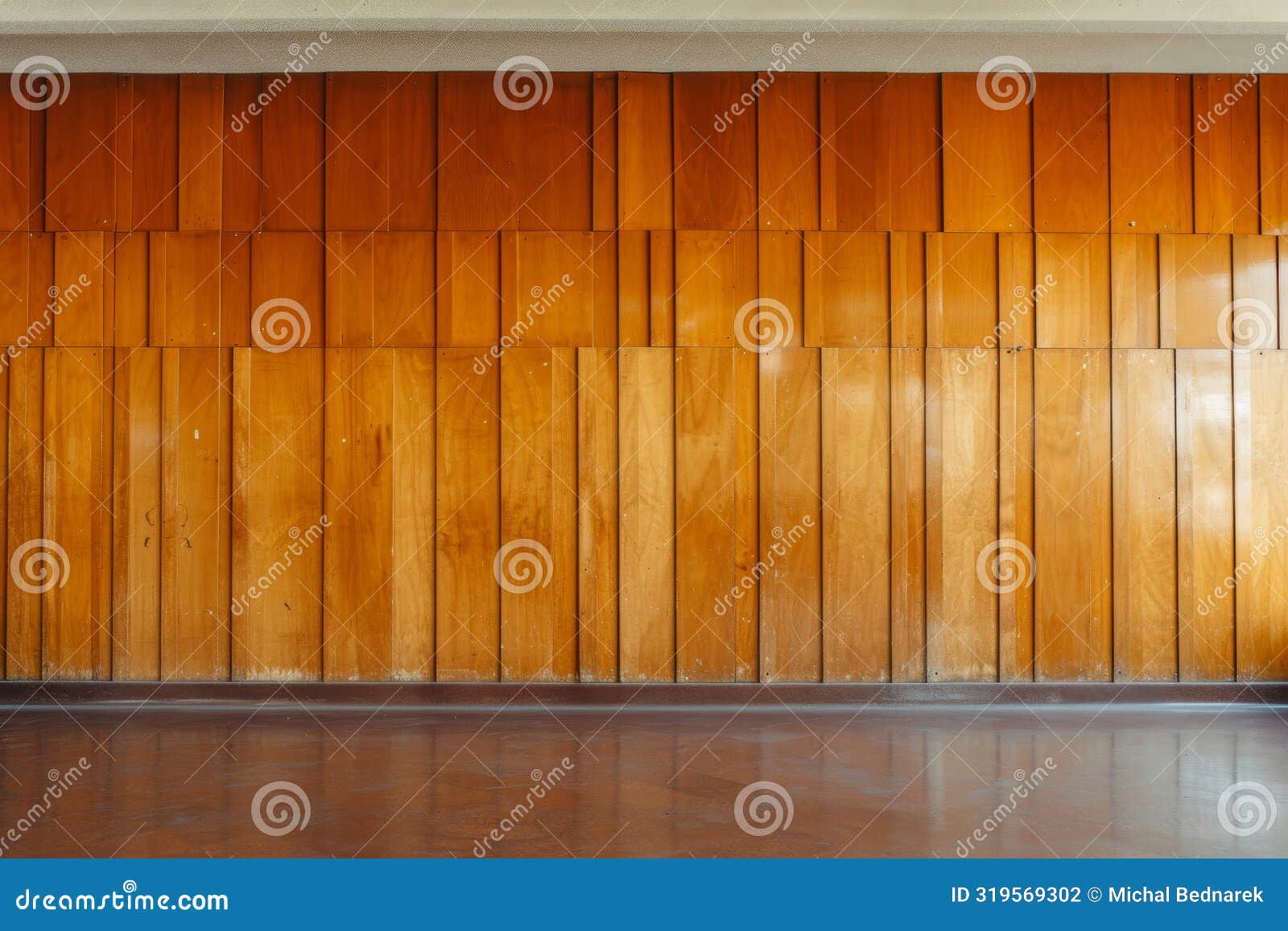 Warm Wooden Wall Cladding in Modern Interior Design Stock Photo - Image ...