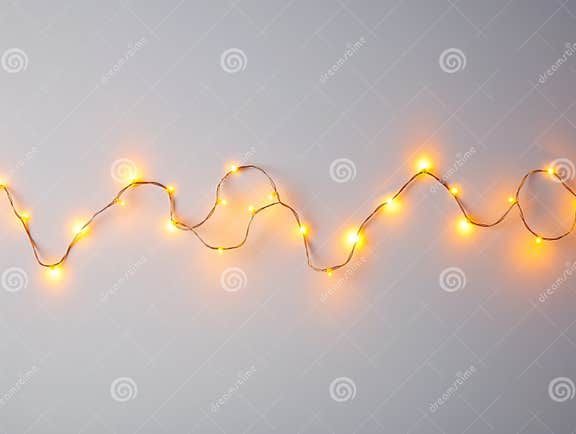 Warm Yellow Fairy Lights on White Background Stock Image - Image of ...