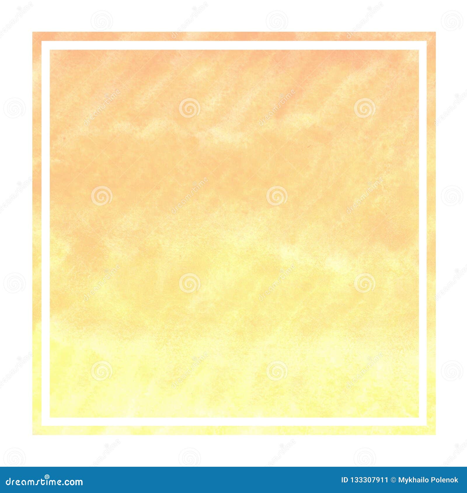 Warm Yellow Hand Drawn Watercolor Rectangular Frame Background Texture ...