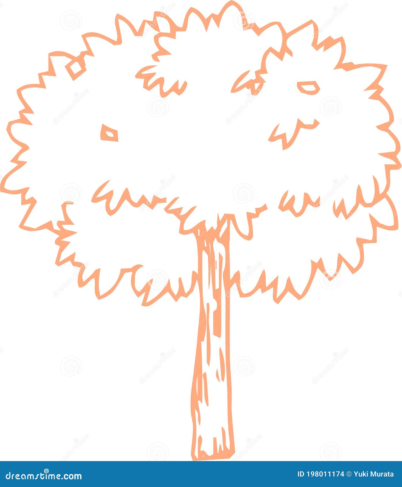 Warme Kleur Ruwe Schets Van De Boom Vector Illustratie - Illustration ...