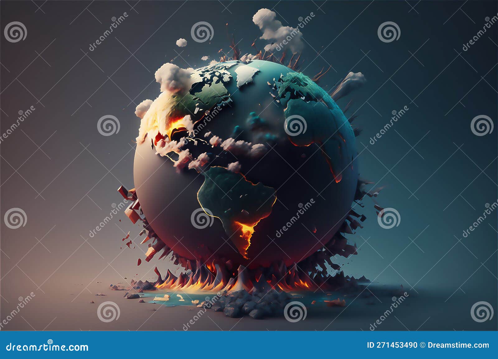 Warming, Pollution, and Climate Change Crisis of Our Planet. Globe ...