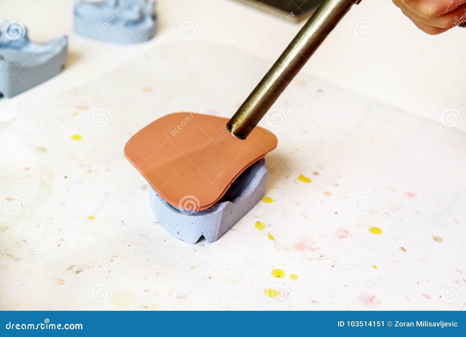 Warming of Shellac Base Plates Over the Plaster Model Stock Image ...