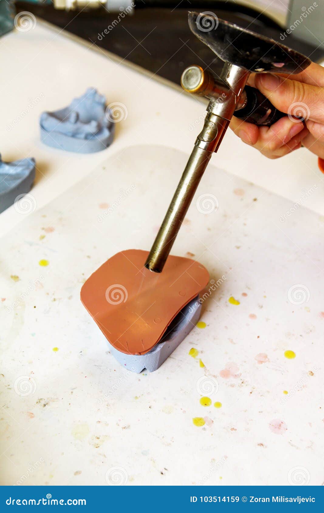 Warming Of Shellac Base Plates Over The Plaster Model Royalty-Free ...