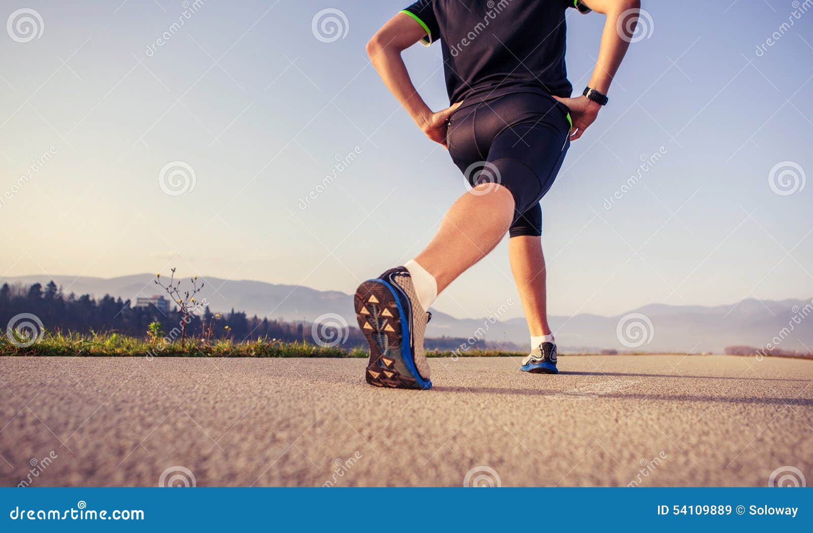 Warming Up Runner on the Road Close Up Image Stock Image - Image of ...