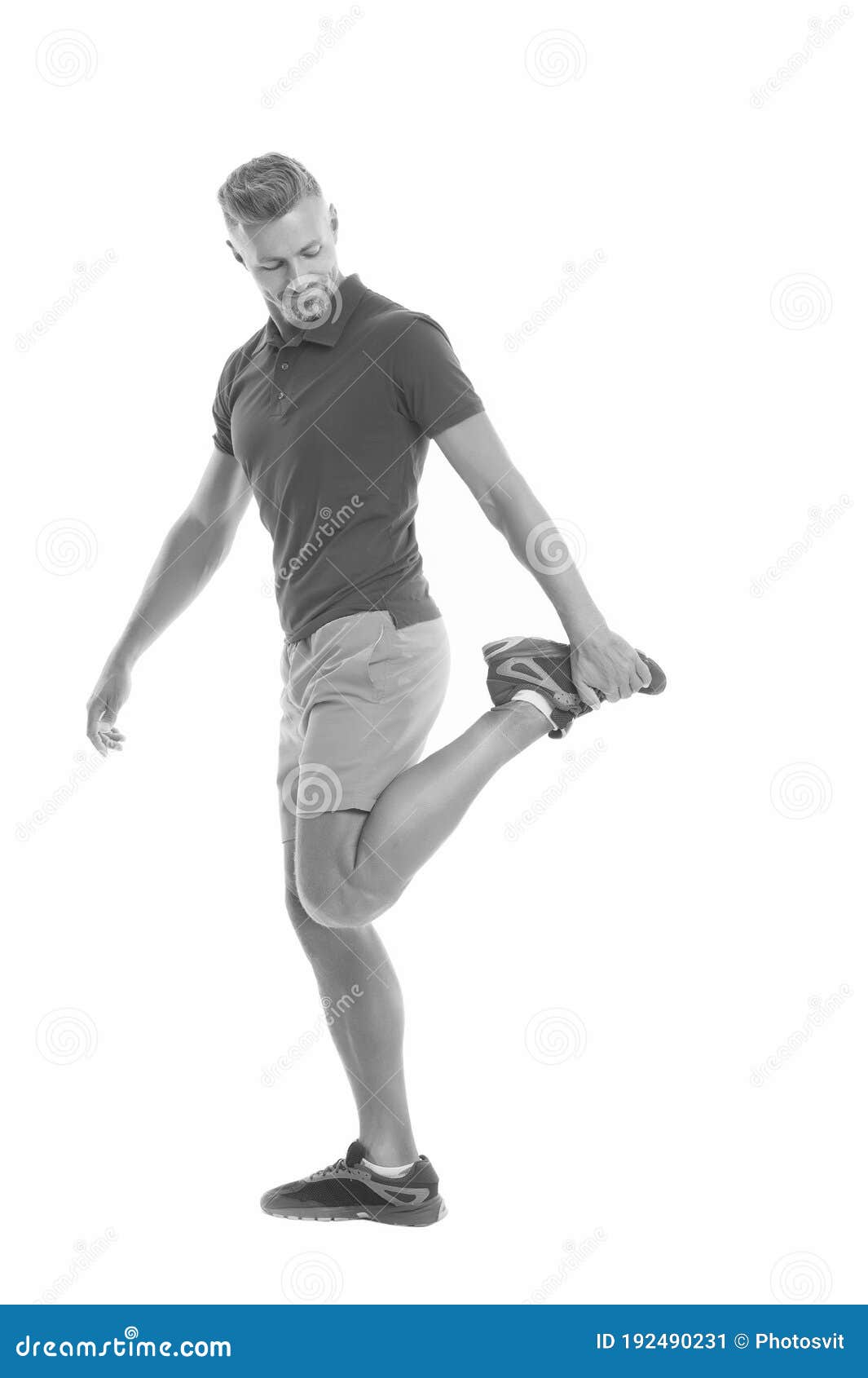 Warming Up with Some Stretches. Athletic Man Stretching Isolated on ...