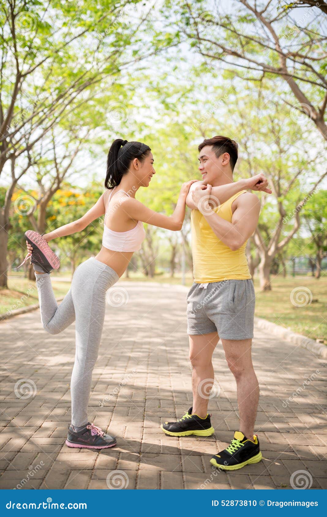 Warming-up together stock photo. Image of sportsman, people - 52873810