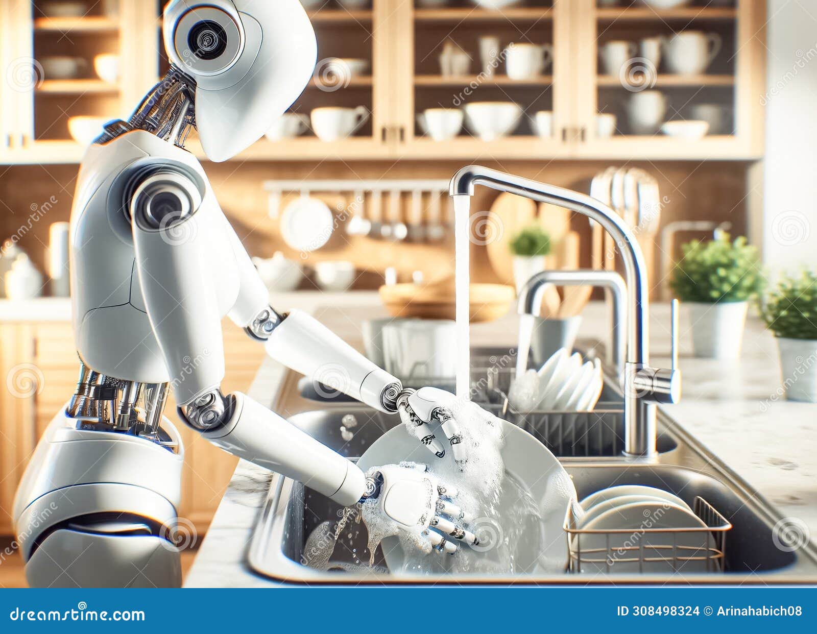 Automated Efficiency: a Robot’s Precision in Dishwashing Tasks Stock ...