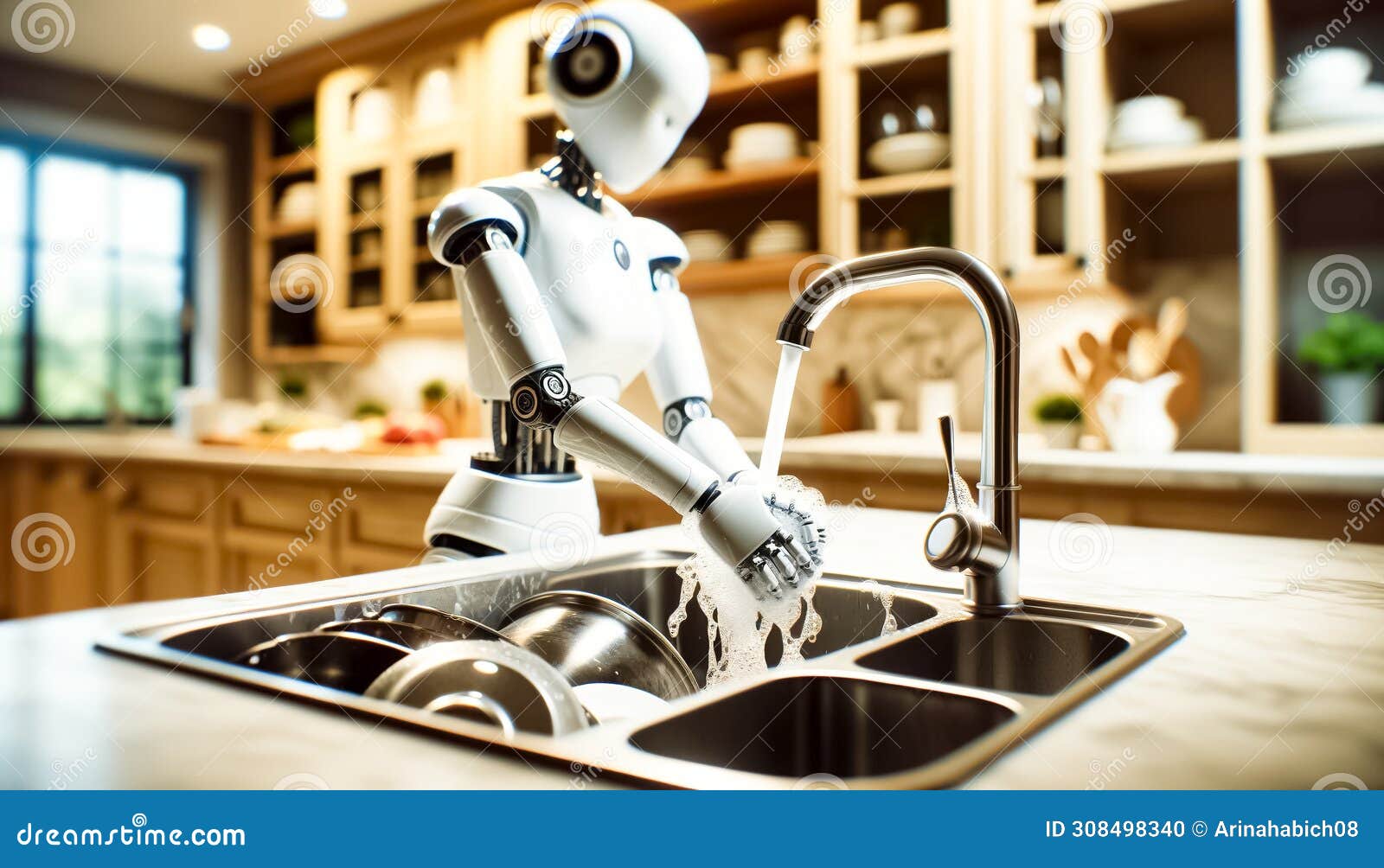 Automated Efficiency: a Robot’s Precision in Dishwashing Tasks Stock ...