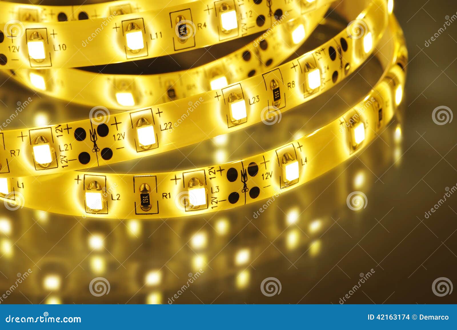 Warmwhite LED-stripe stock photo. Image of stripe, glow - 42163174