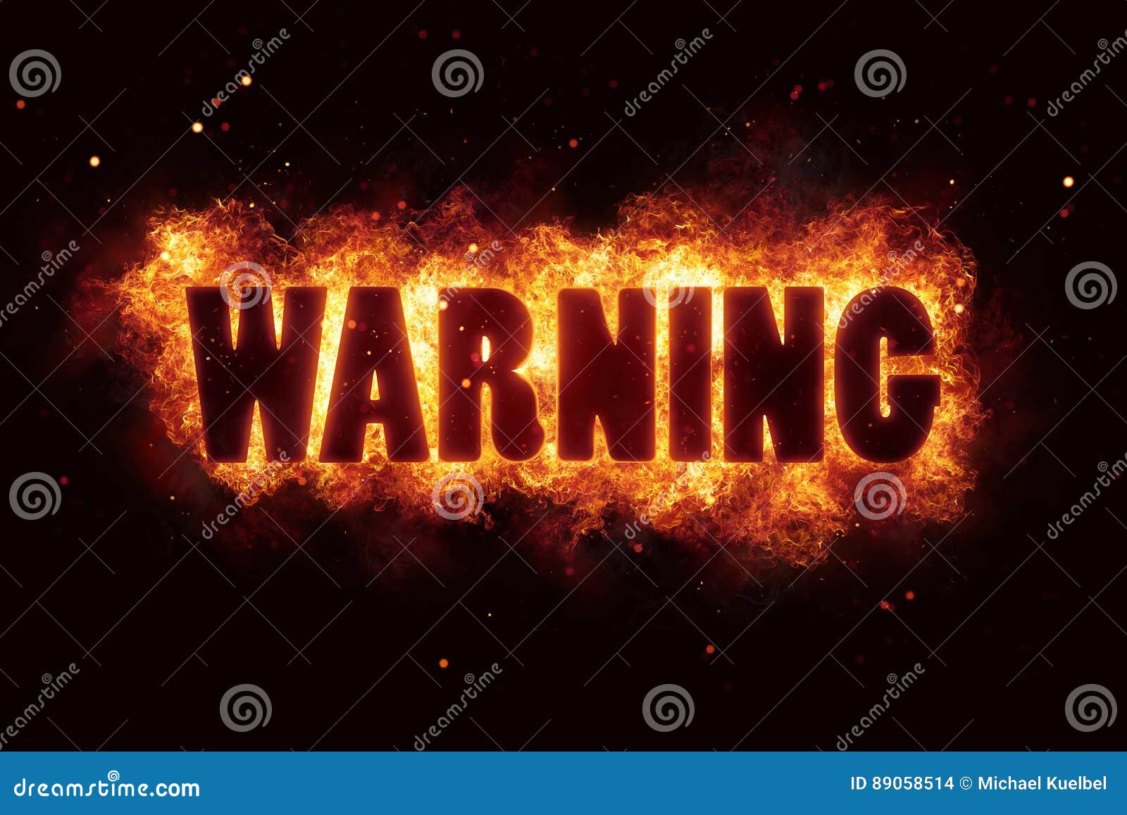 Warn Warning Fire Burn Flame Text Is Explode Stock Photo - Image of ...
