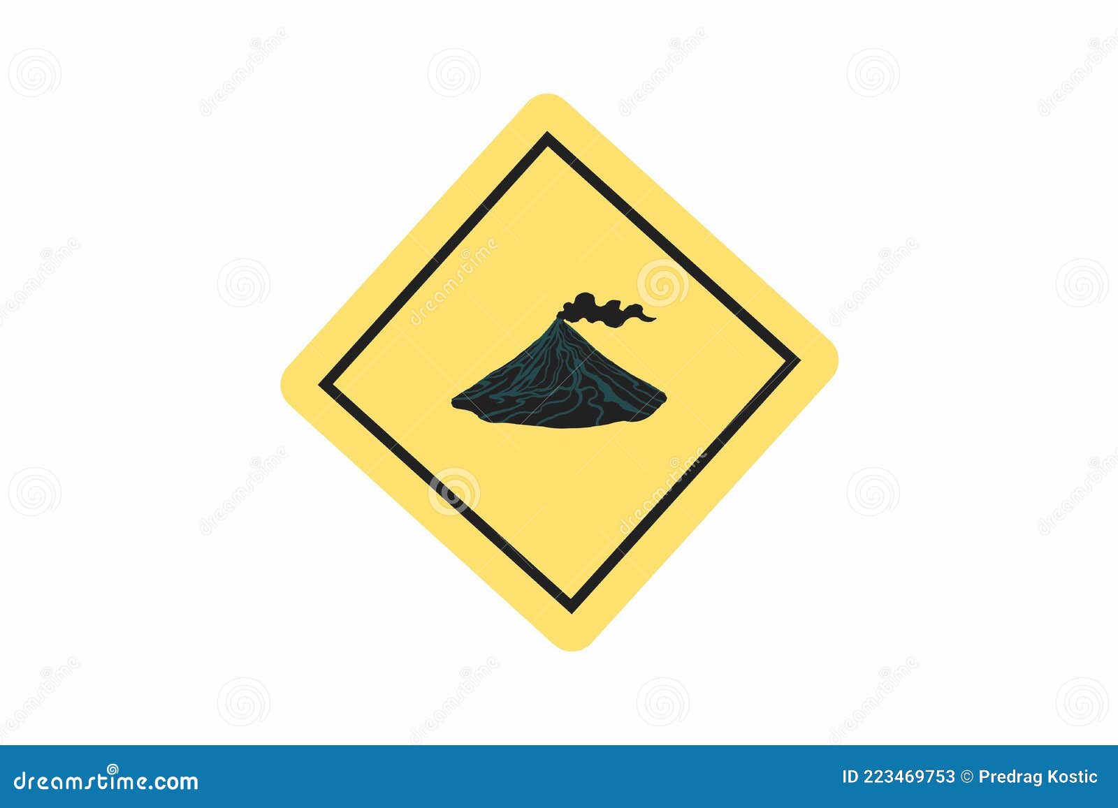 Volcano Warning Sign.an Illustration of a Volcano Sign. Stock ...